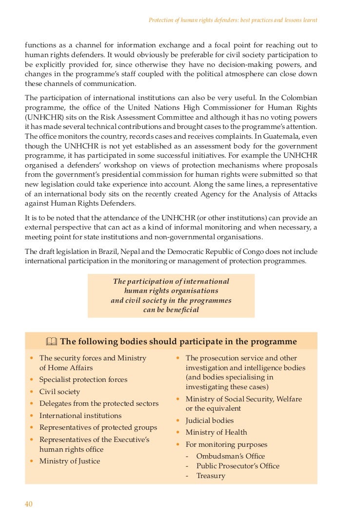 Protection Of Human Rights Defenders Legislation National Policies …