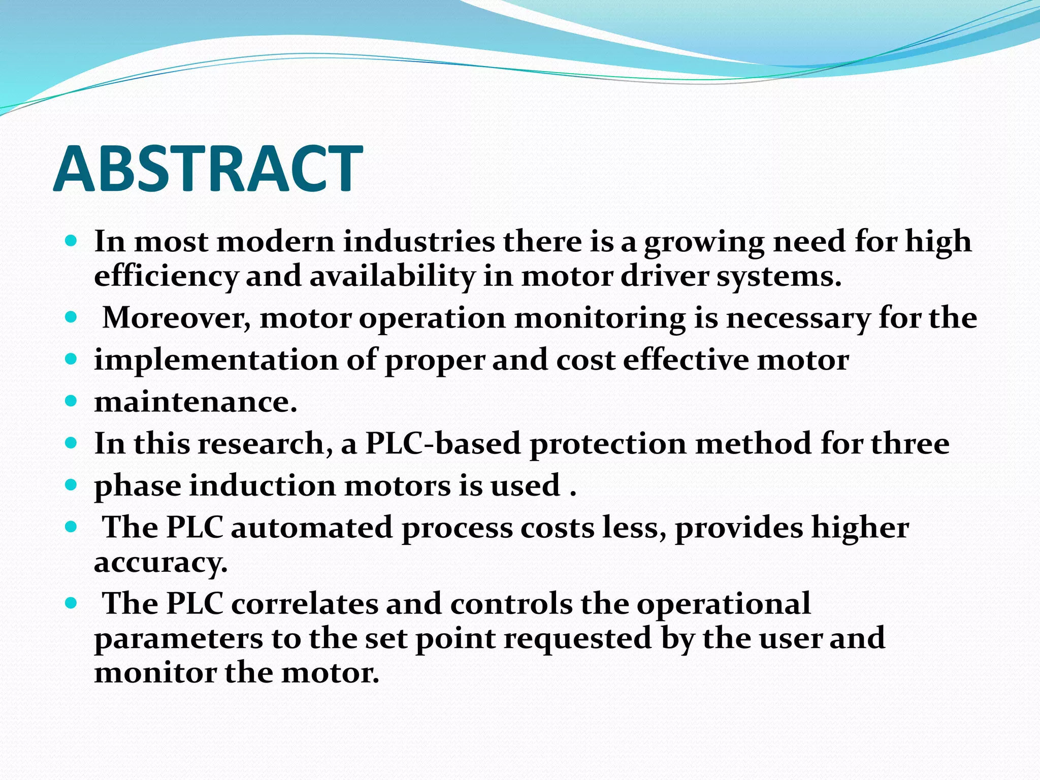 Protection Of Induction Motor Using Plc By Dev Krishan Ppt
