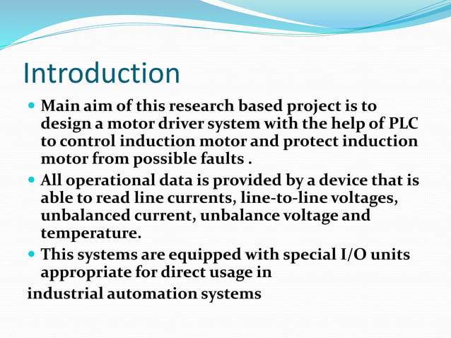 Protection of induction motor using plc by dev krishan | PPT
