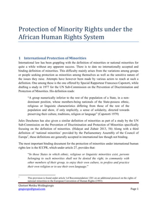 Protection of minority rights under the african human rights system | PDF