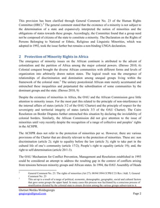 Protection of minority rights under the african human rights system | PDF