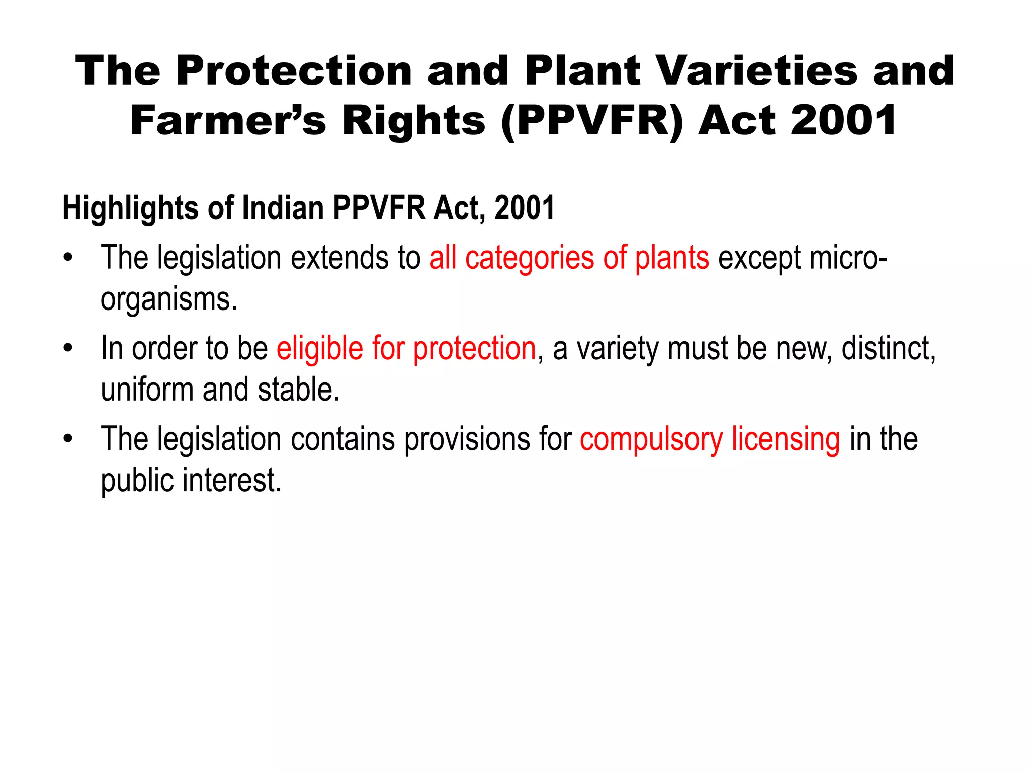 Protection of plant varieties and farmers right | PPTX