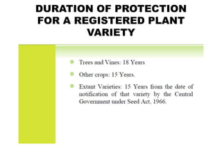 Protection of plant varieties and farmers right | PPTX