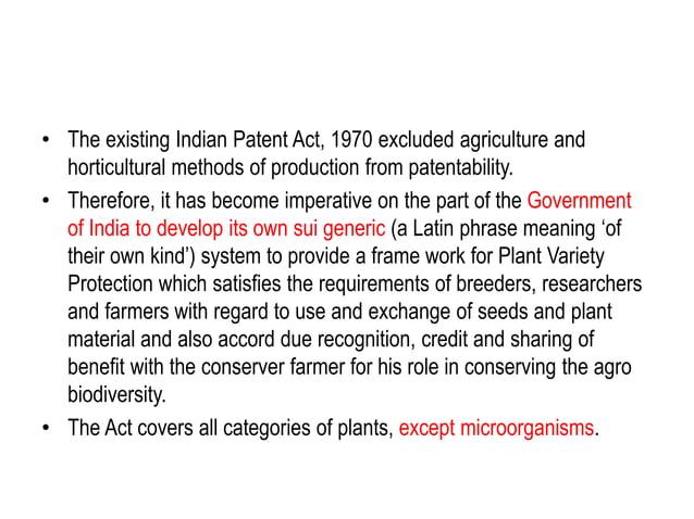 Protection of plant varieties and farmers right | PPTX | Agriculture ...