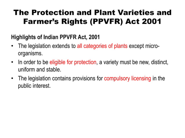 Protection of plant varieties and farmers right | PPTX | Agriculture ...