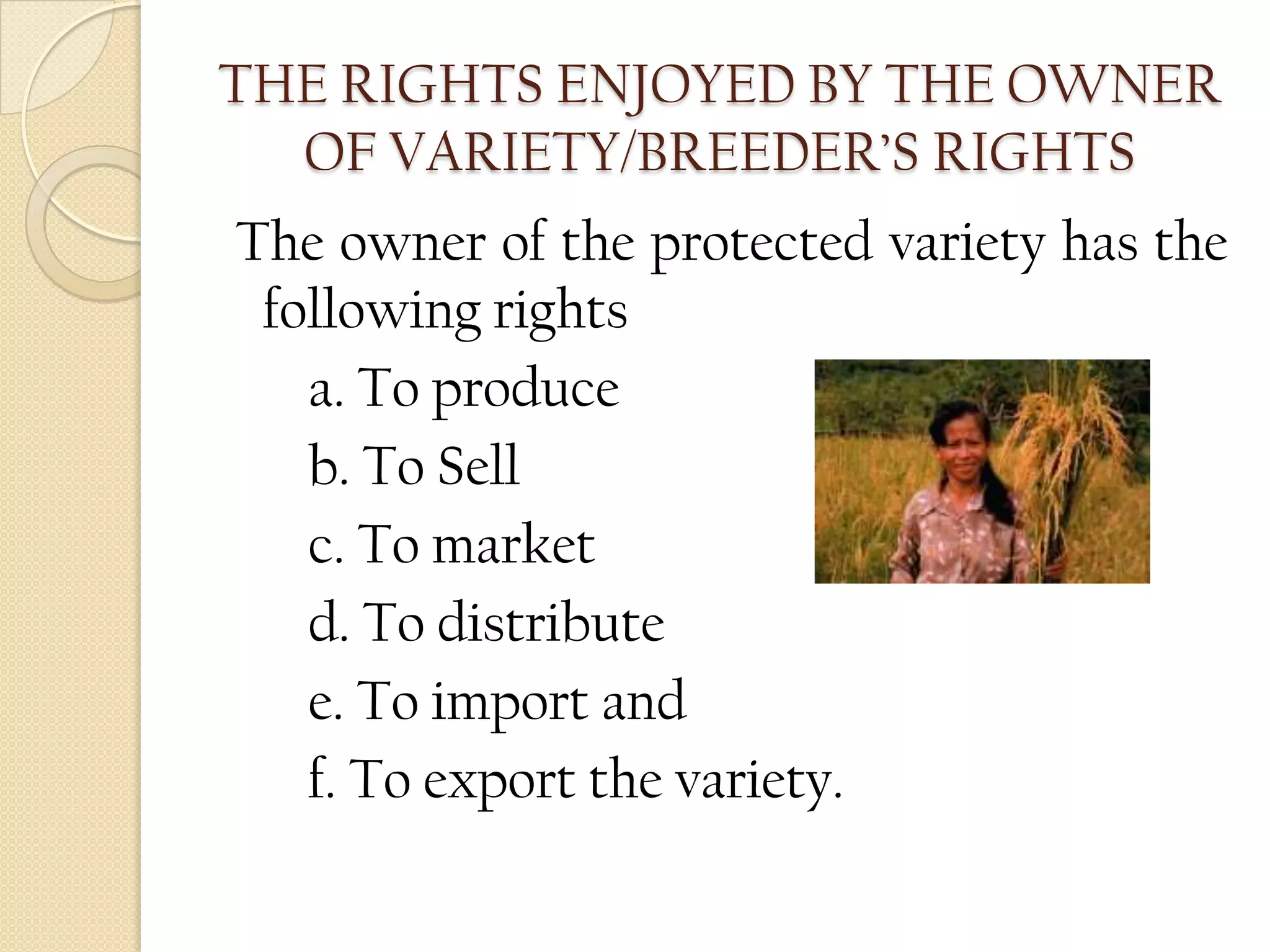 Protection of plant varieties and farmers' rights act | PPTX