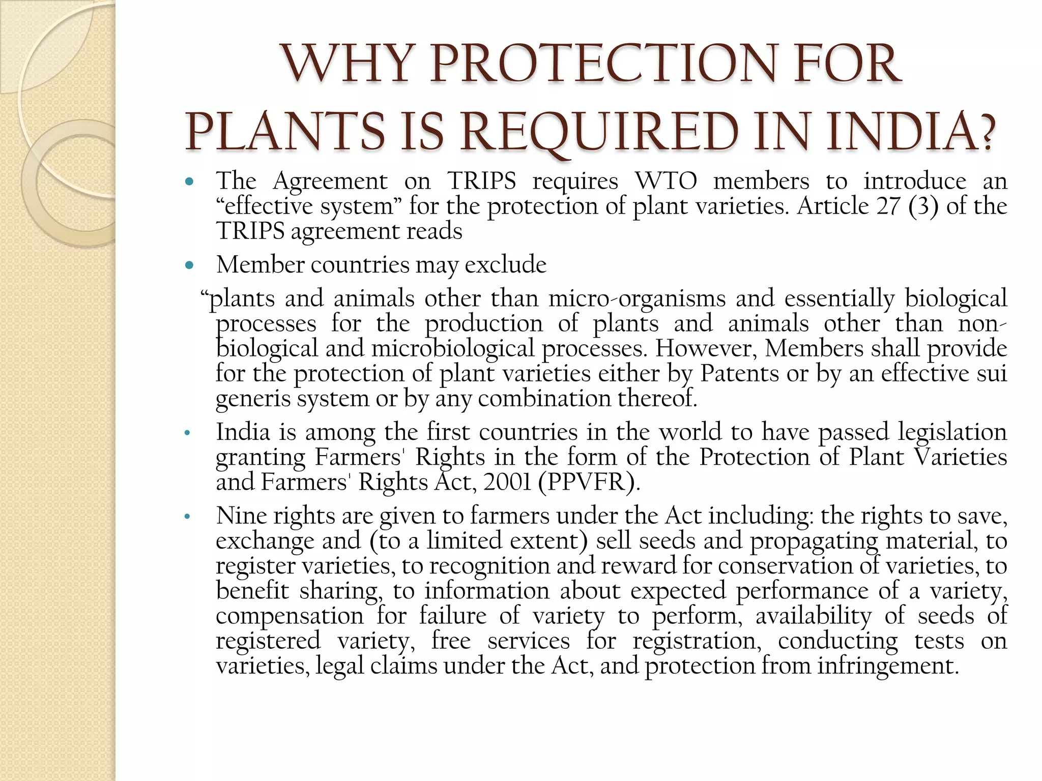 Protection of plant varieties and farmers' rights act | PPTX