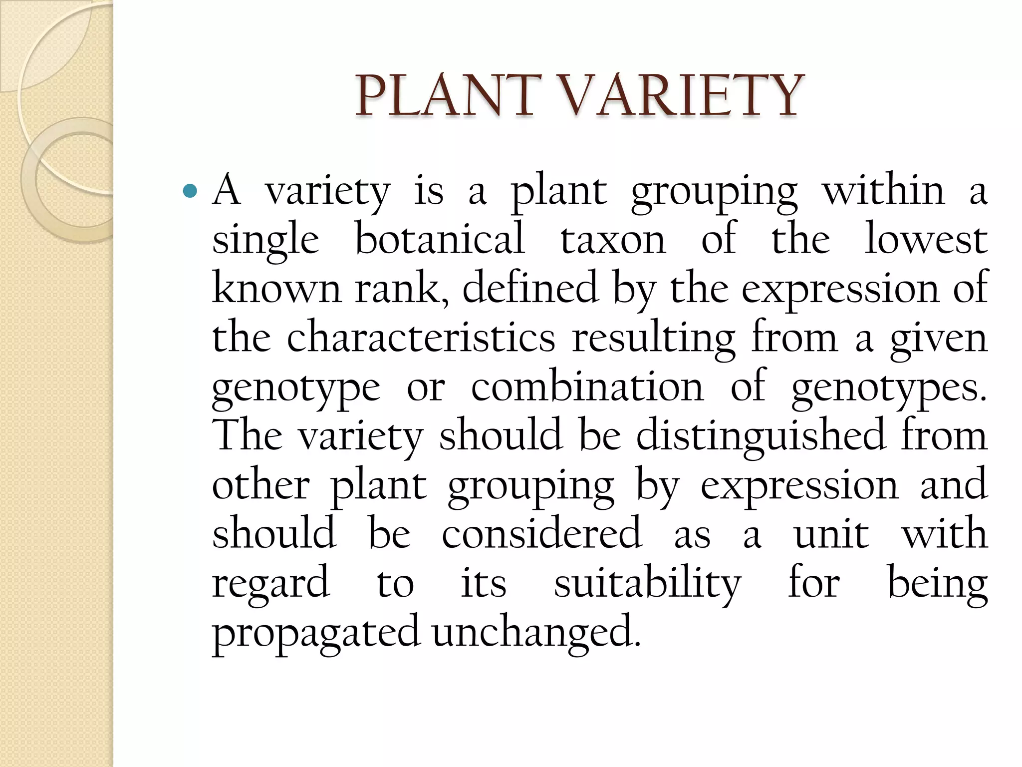 Protection of plant varieties and farmers' rights act | PPTX