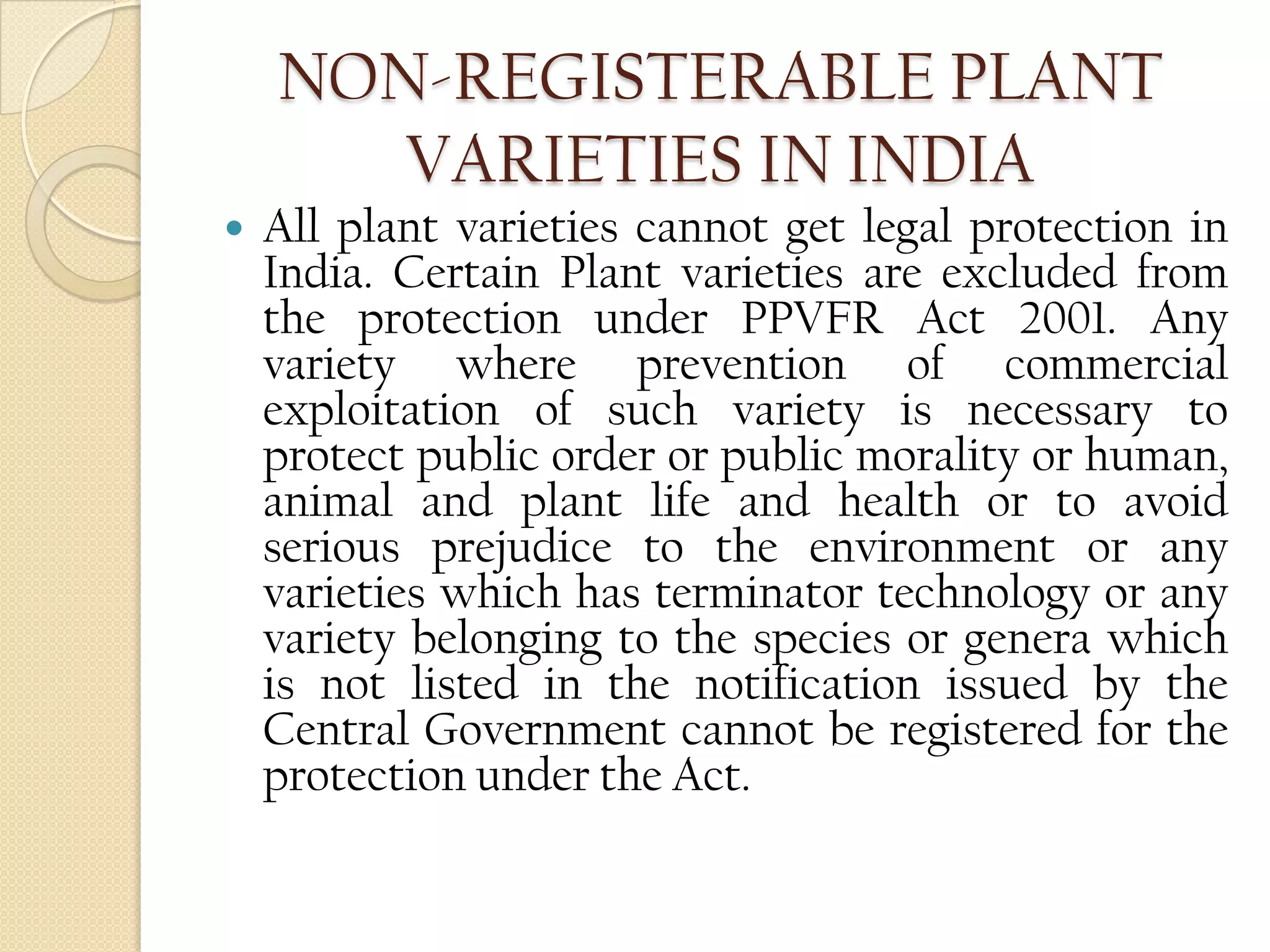Protection of plant varieties and farmers' rights act | PPTX
