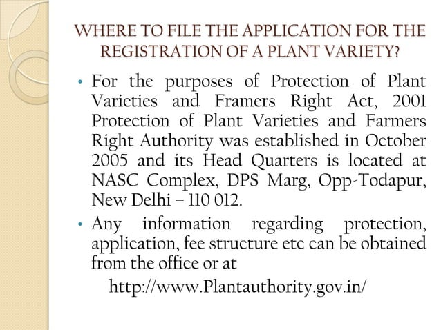 Protection of plant varieties and farmers' rights act | PPT