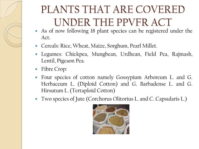 Protection of plant varieties and farmers' rights act | PPTX ...