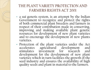 Protection of plant varieties and farmers' rights act | PPTX