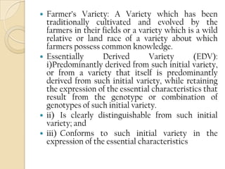 Protection of plant varieties and farmers' rights act | PPTX