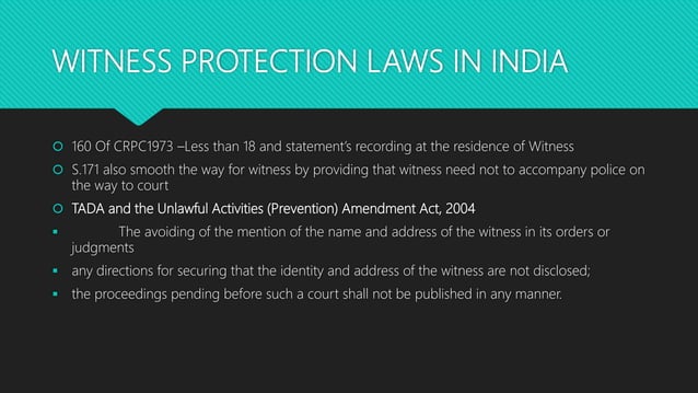 Protection of witness;comparitive study | PPT