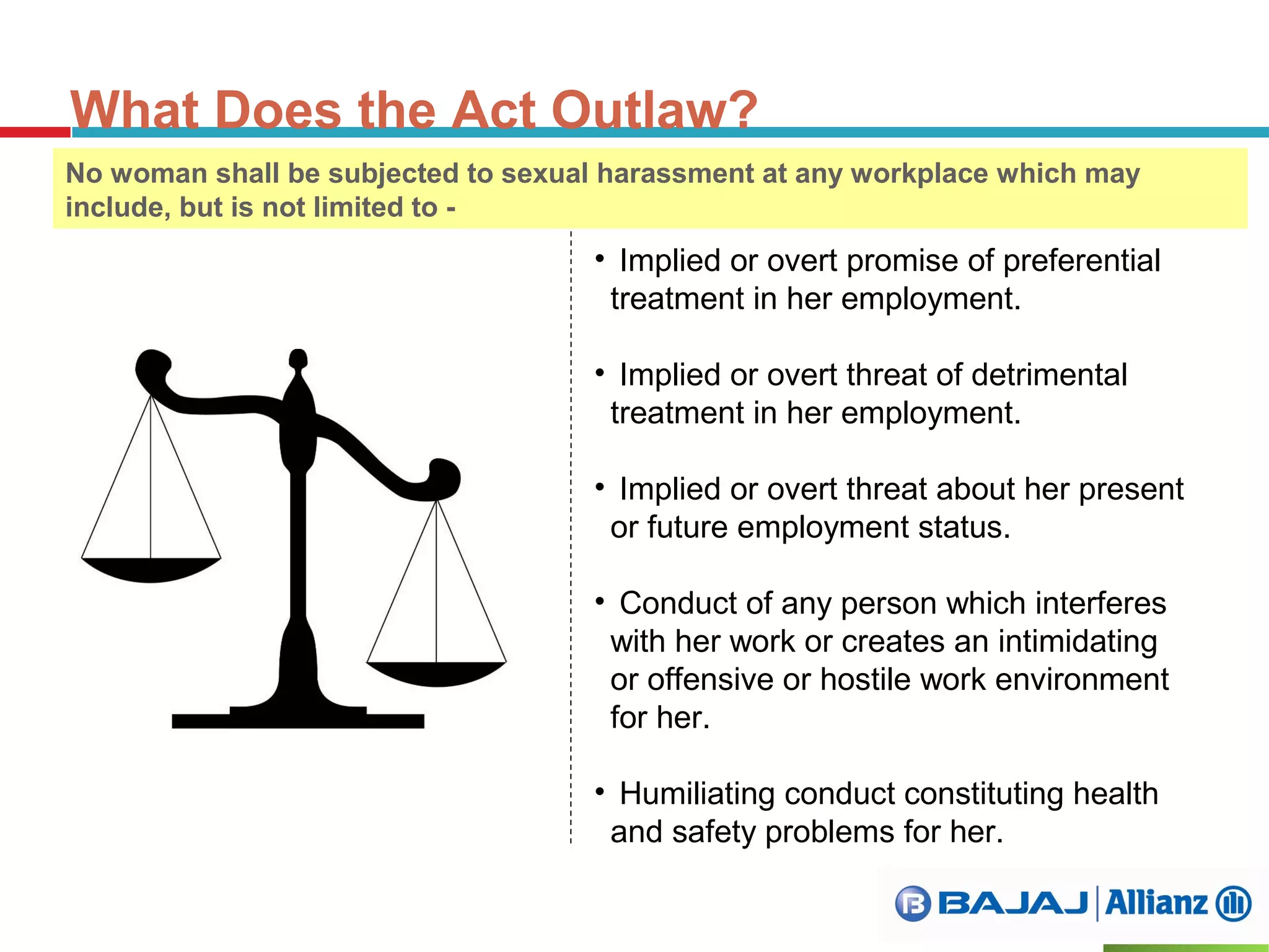 Protection of Women from Sexual Harassment at Workplace Act | PPT