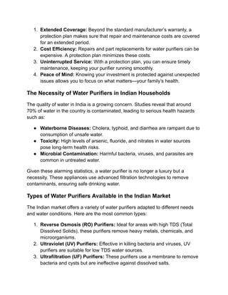 Protection Plan for Water Purifier_ Your Shield Against Contaminated ...