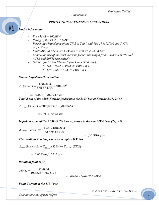 Protection settings calculation | DOC