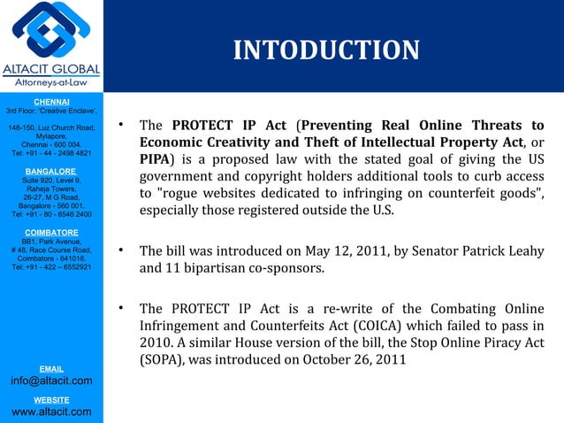 Protect ip act | PPT | Legal Services Industry | Industries