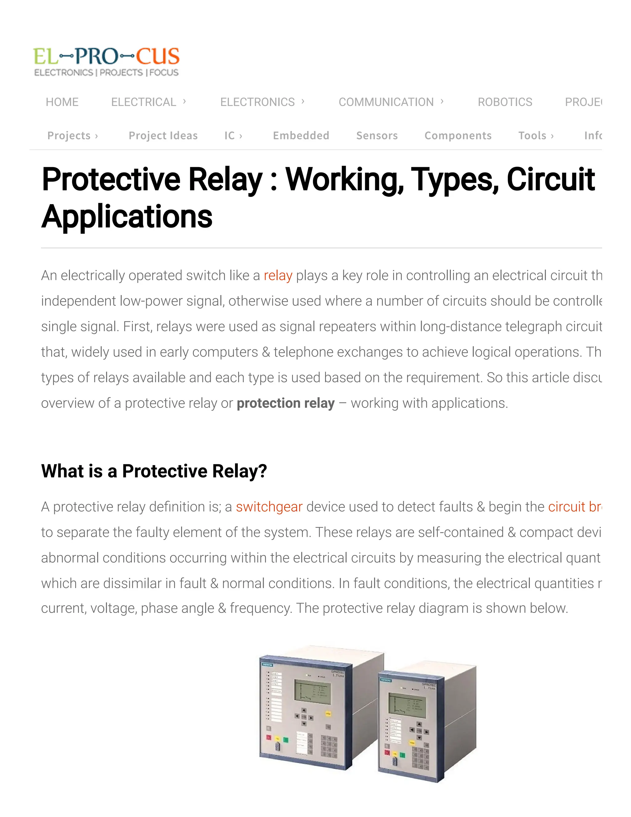 Protective Relay _ Circuit, Working, Types, Codes & Its Applications.pdf