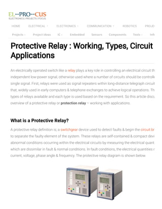 Protective Relay _ Circuit, Working, Types, Codes & Its Applications.pdf
