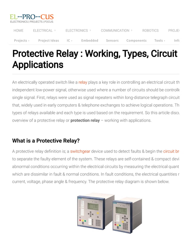 Protective Relay _ Circuit, Working, Types, Codes & Its Applications.pdf
