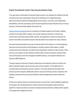 Protect Your Network_ Invest in Telco Security Solutions Today | PDF