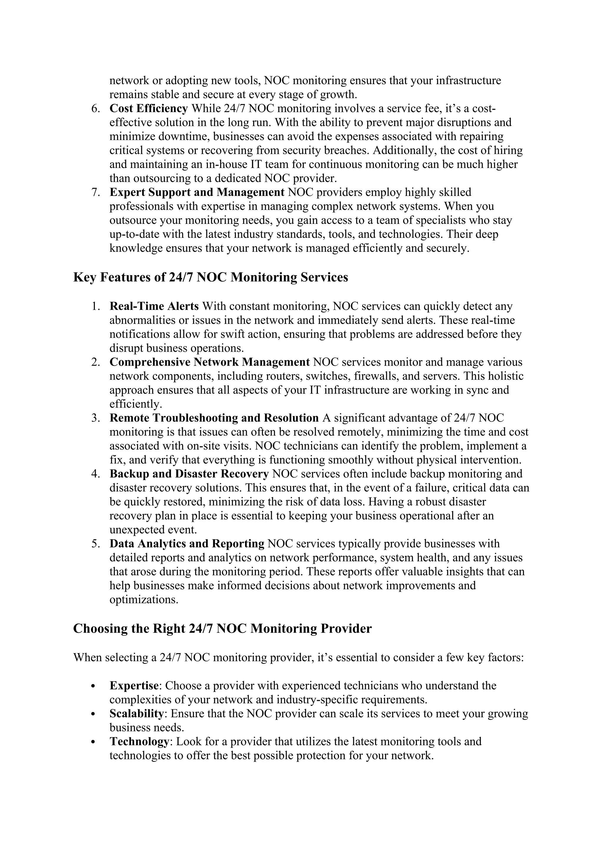 Protect Your Network with Expert 24/7 NOC Monitoring Solutions | PDF