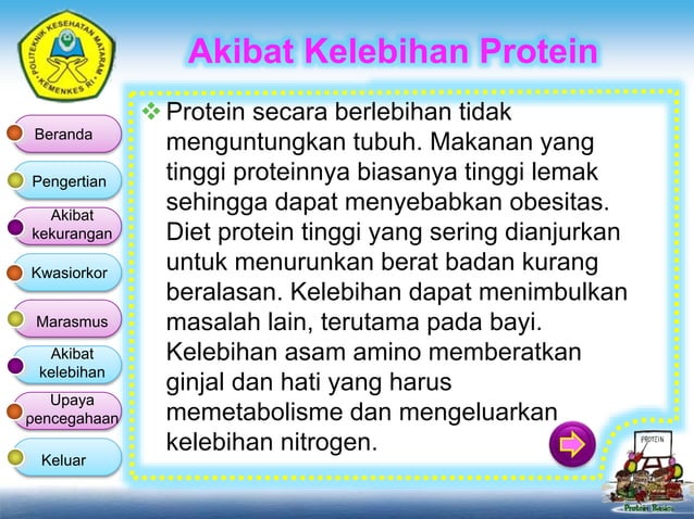 Akibat Kekurangan dan Kelebihan Protein | PPTX