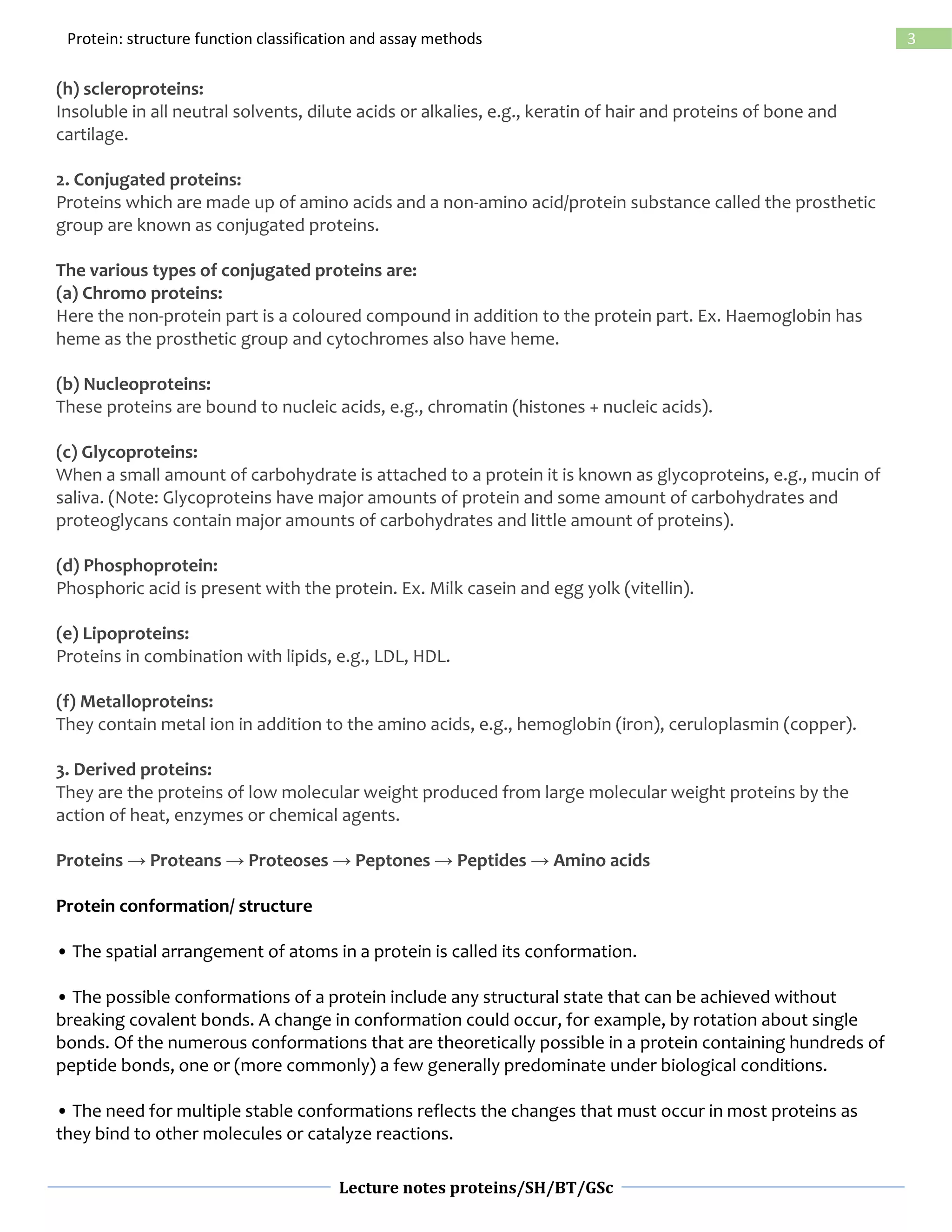 Protein: structure, classification,function and assay methods | PDF
