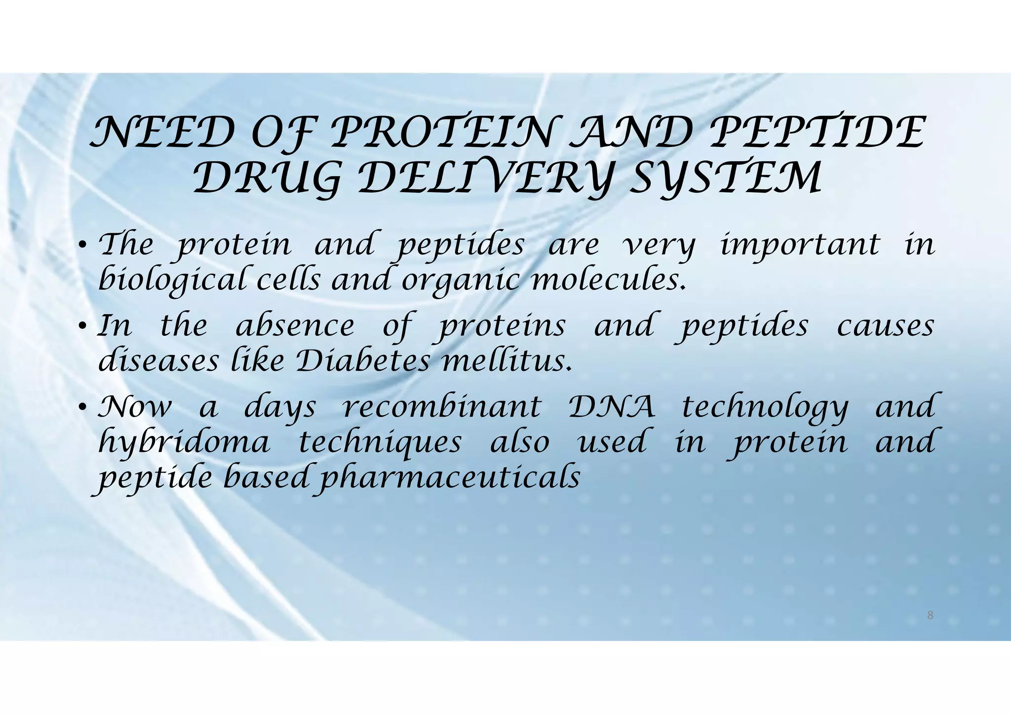 Protein and peptide drug delivery system | PDF