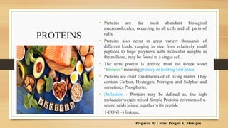 Protein Part-I Biochemistry D- pharm 2nd year | PPTX