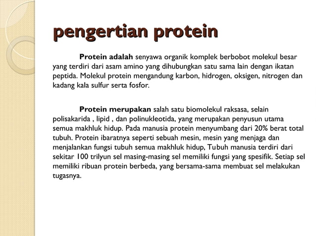 materi ini menjelaskan tentang zat gizi protein | PPT