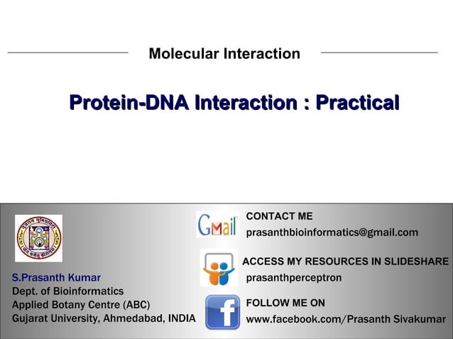 Protein dna interaction practical | PPT