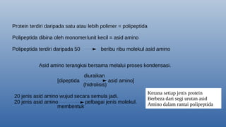komposisi kimia dalam sel, protein tingkatan 4 | PDF