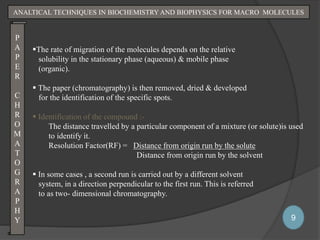 ANALYTICAL TECHNIQUES IN BIOCHEMISTRY AND BIOPHYSICS FOR MACRO ...