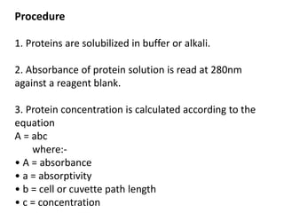 General method use for analysis of protein | PPTX