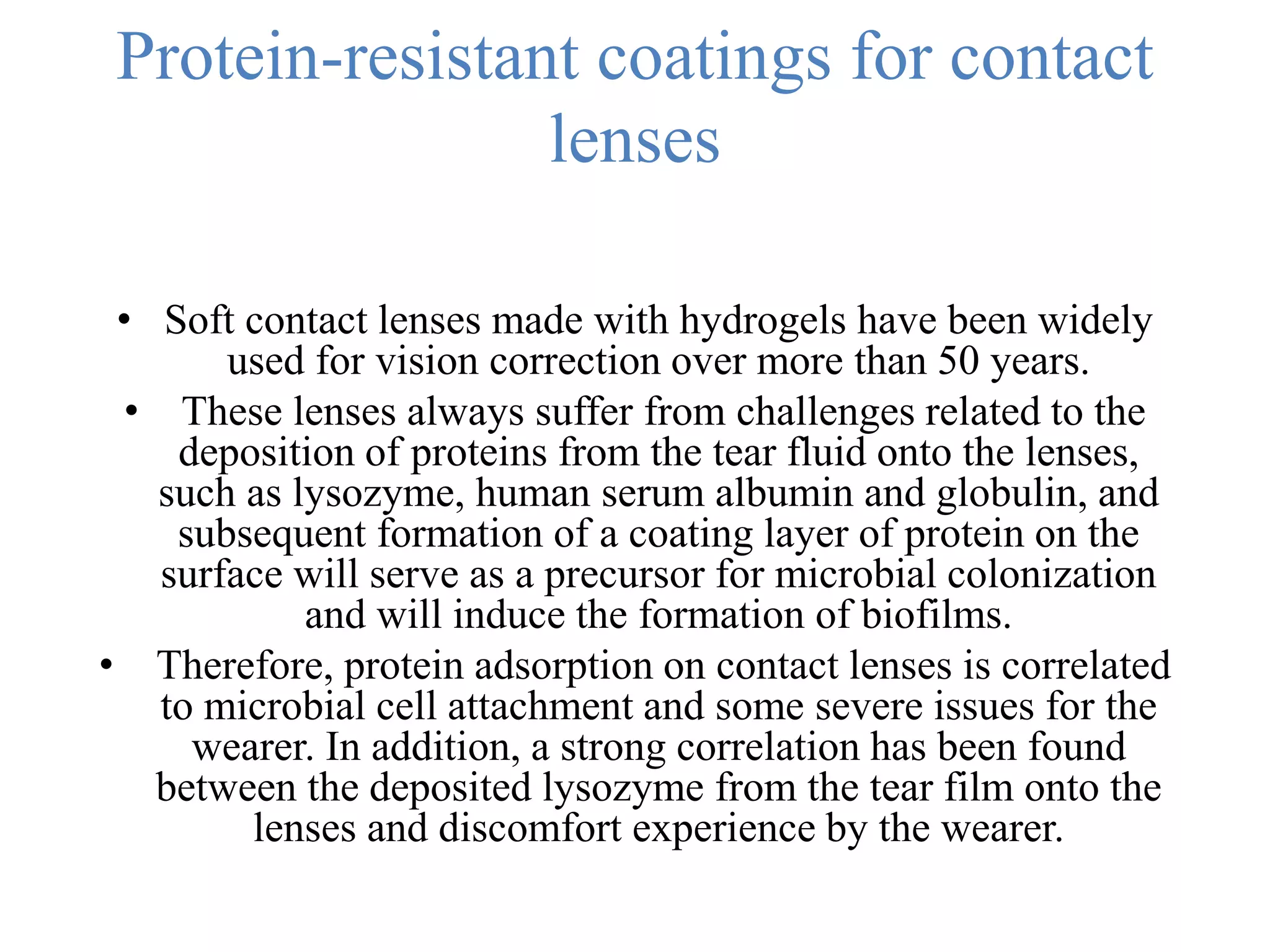 Protein and cell resistant surfaces | PPTX