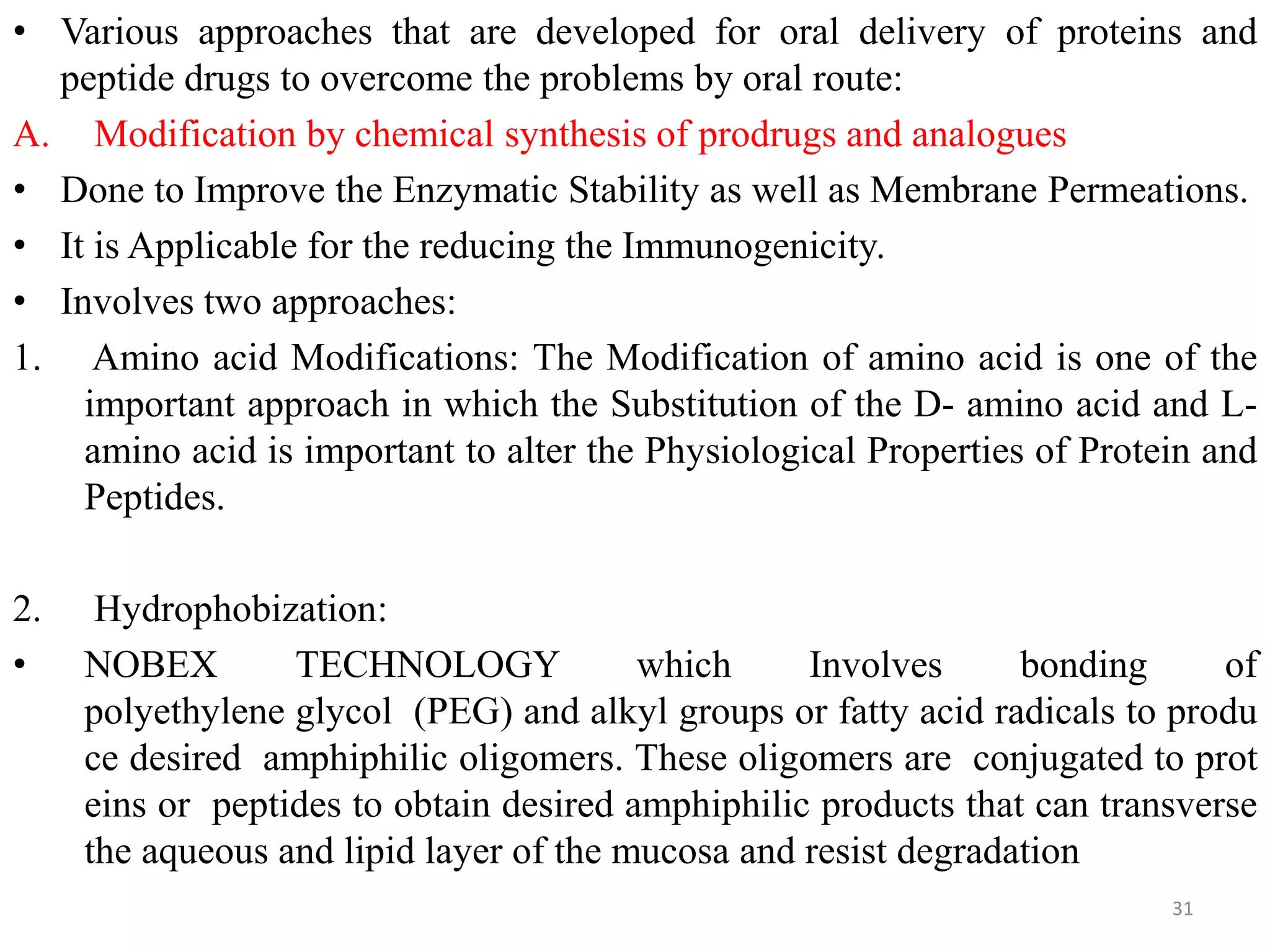 Protein and peptide delivery system | PPTX