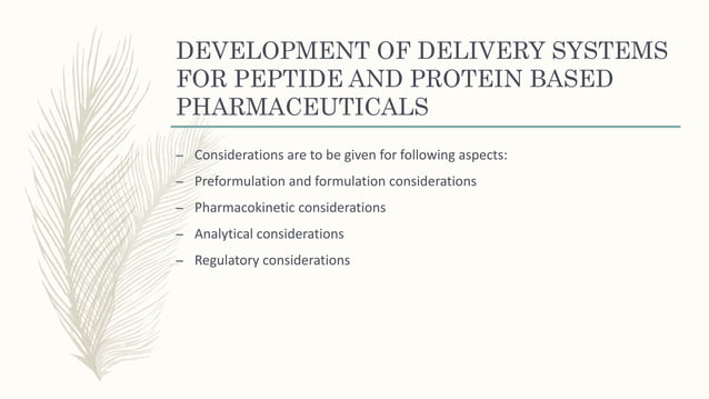 Protein and peptide drug delivery system | PPTX | Biotech and ...