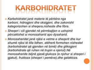 Proteinat yndyrnat dhe karbohidratet | PPTX