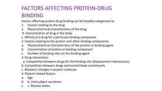 PROTEIN BINDING OF DRUGS important notes pharmacy | PPT
