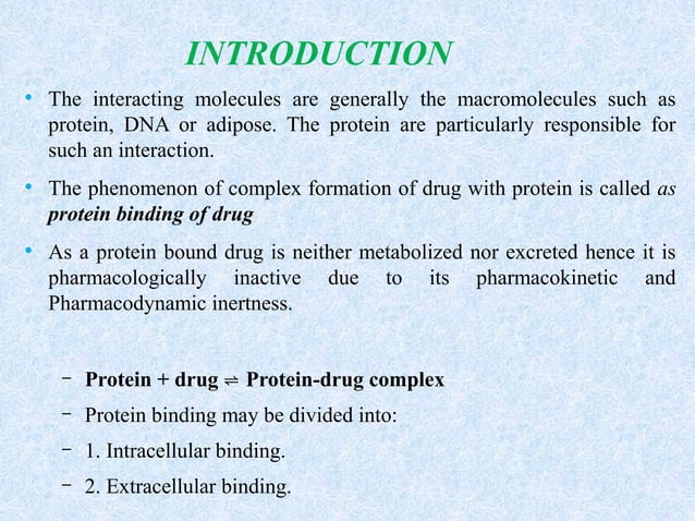 Protein binding of drug.ppt | Blood Disorders | Diseases and Conditions