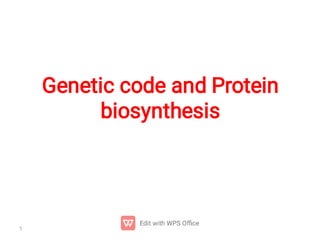 protein biosynthesis genetic code and transcription | PDF