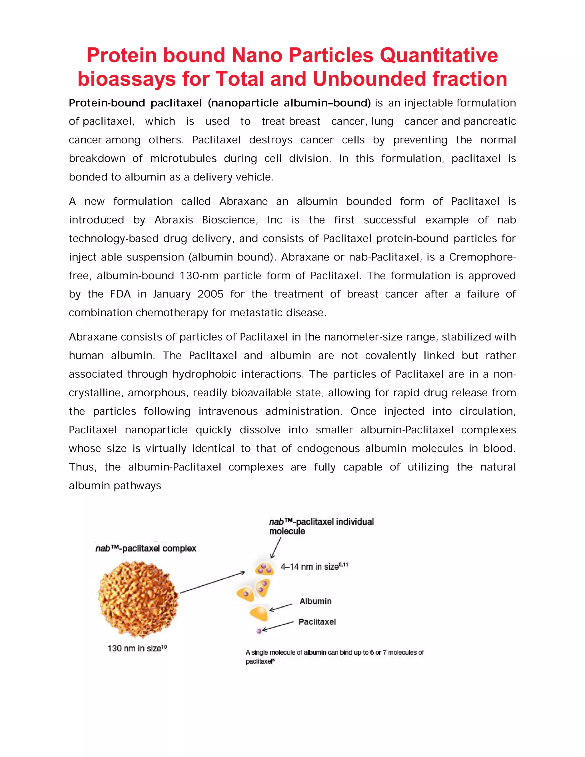 Protein bound nano particles quantitative assays | PDF