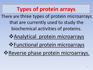 Protein array, types and application | PPTX