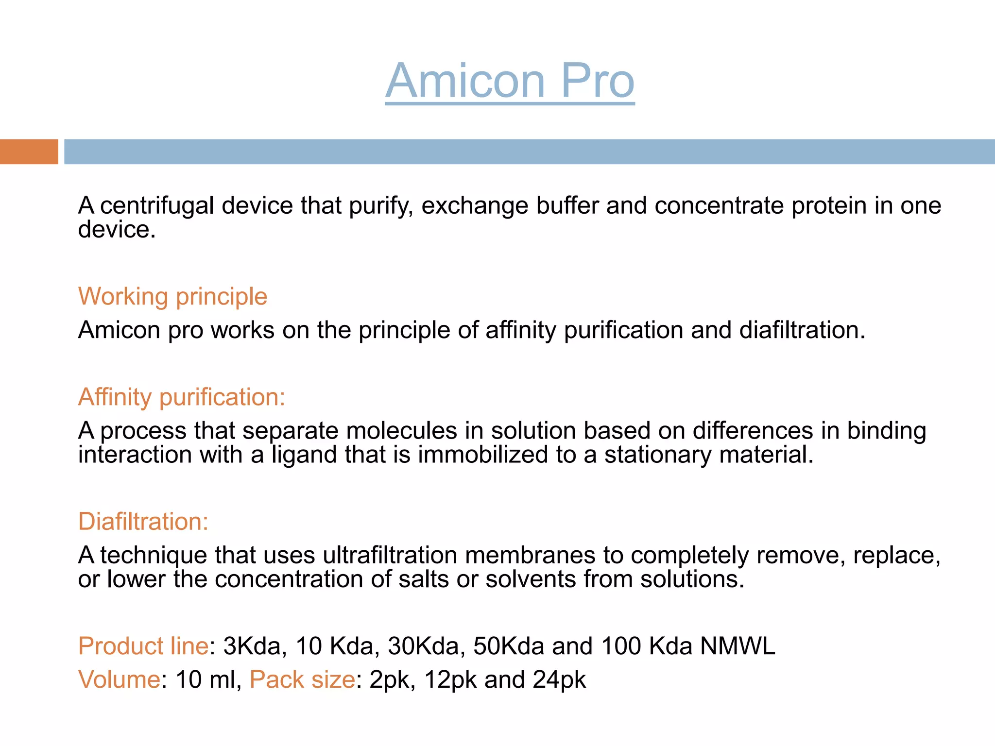 Protein Purification and Concentration Using Amicon Pro and Amicon ...