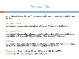 Protein Purification and Concentration Using Amicon Pro and Amicon ...