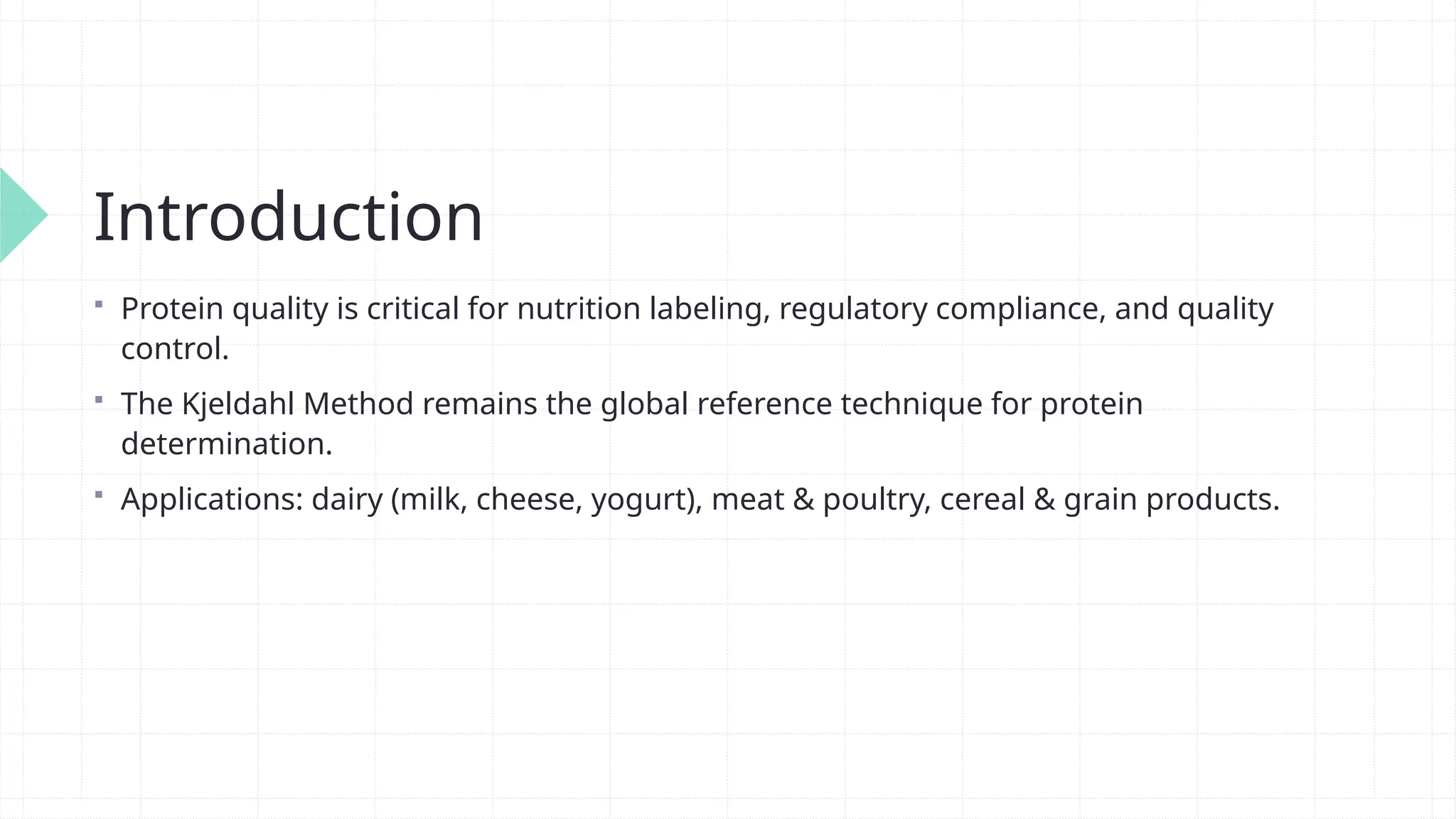 Protein Content Analysis in Dairy, Meat, and Cereal Products Using ...
