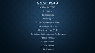 Protein Data Bank ( PDB ) - Bioinformatics | PPTX