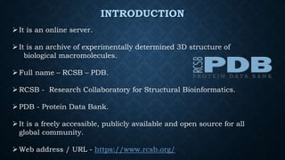 Protein Data Bank ( PDB ) - Bioinformatics | PPTX